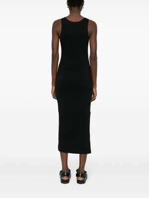 Maison Kitsuné Fox-motif Ribbed Midi Dress - Black