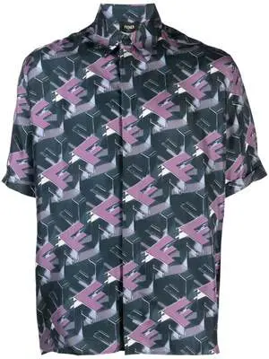 Fendi Block-print Silk Shirt - Purple