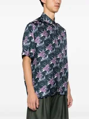 Fendi Block-print Silk Shirt - Purple