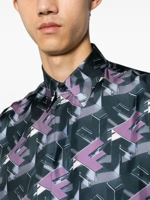 Fendi Block-print Silk Shirt - Purple