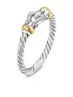 David Yurman 18kt Yellow Gold And Sterling Diamond Ring - Silver