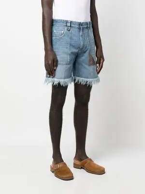 Fendi Distressed Thigh-length Denim Shorts