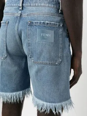 Fendi Distressed Thigh-length Denim Shorts
