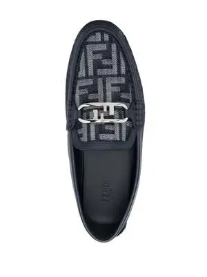 Fendi Logo-plaque Leather Loafers