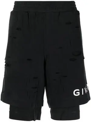 Givenchy Logo-print Knee-length Track Shorts - Black
