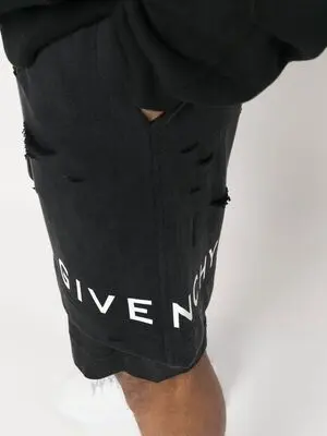 Givenchy Logo-print Knee-length Track Shorts - Black