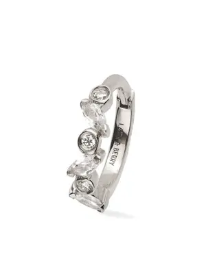 LARK & BERRY 14kt White Gold Diamond And Sapphire Hoop Earring - Silver