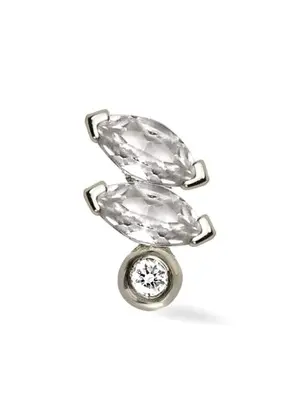LARK & BERRY 14kt White Gold Sapphire And Diamond Single Earring - Silver