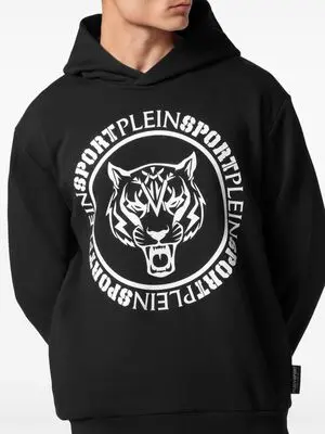 PLEIN SPORT Carbon Tiger Cotton-blend Hoodie - Black