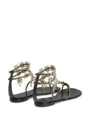 GIUSEPPE ZANOTTI Amira Embellished Suede Sandals - Green