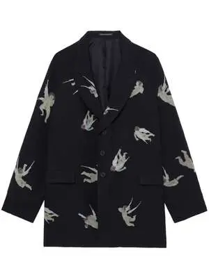 Yohji Yamamoto Angel-print Single-breasted Blazer