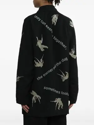 Yohji Yamamoto Angel-print Single-breasted Blazer