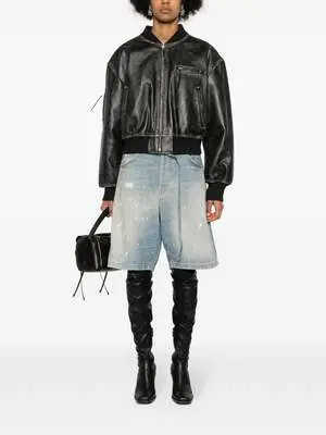 Acne Studios Distressed-effect Leather Bomber Jacket - Black