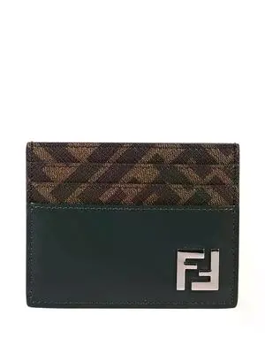 Fendi Logo-plaque Leather Cardholder - Green