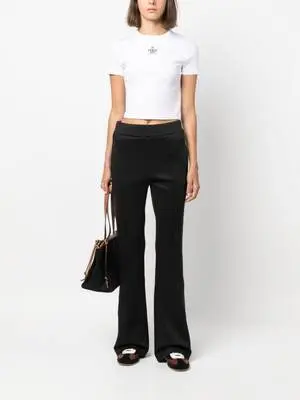 Fendi Logo-embroidered Ribbed T-shirt - White