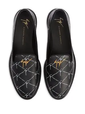 GIUSEPPE ZANOTTI Logo-lettering Loafers - Black