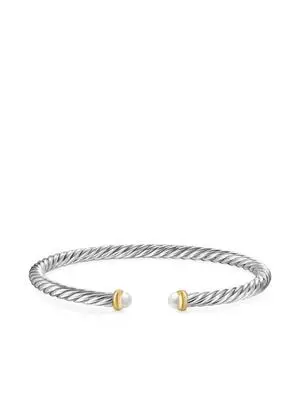 David Yurman 14kt Yellow Gold And Sterling Cable Flex Bracelet - Silver