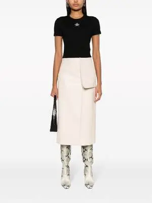 Fendi Logo-embroidered Cropped T-shirt - Black