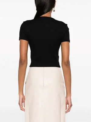 Fendi Logo-embroidered Cropped T-shirt - Black