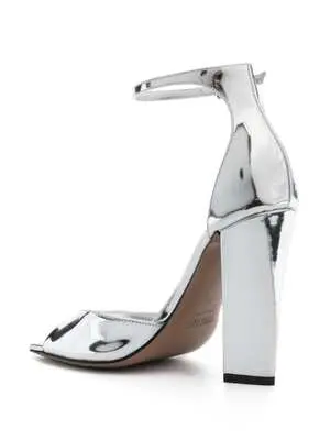 Paris Texas 105mm Patent-leather Sandals - Silver