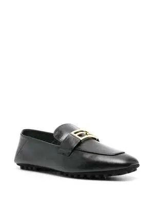Fendi Baguette Leather Loafers - Black