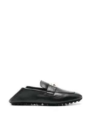 Fendi Baguette Leather Loafers - Black
