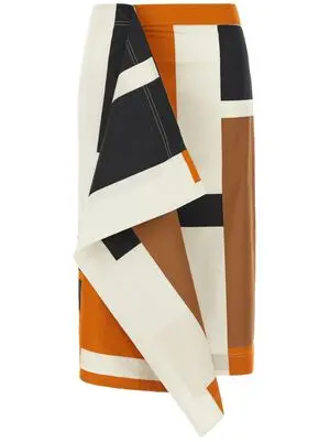 Fendi Ff Puzzle-print Midi Skirt - Neutrals