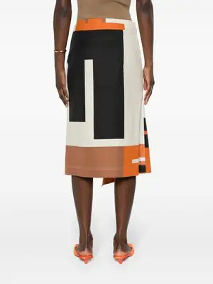 Fendi Ff Puzzle-print Midi Skirt - Neutrals