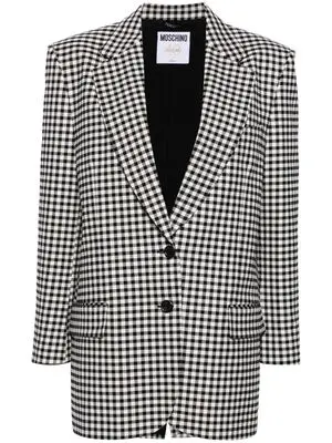 Moschino Gingham-check Single-breasted Blazer - Black