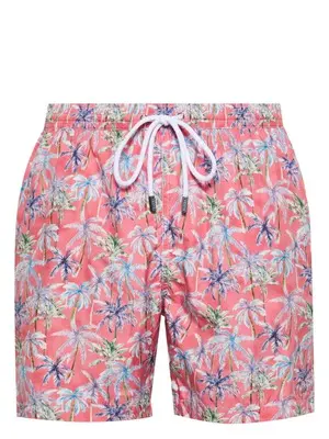 BARBA NAPOLI Palm Tree-print Swim Shorts - Pink