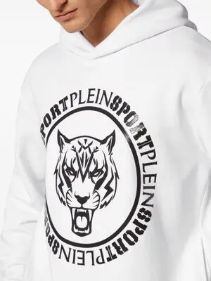 PLEIN SPORT Carbon Tiger Cotton-blend Hoodie - White