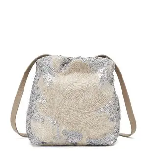 Brunello Cucinelli Magnolia-embroidered Bucket Bag