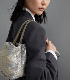 Brunello Cucinelli Magnolia-embroidered Bucket Bag