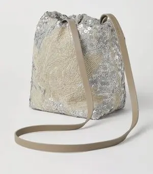 Brunello Cucinelli Magnolia-embroidered Bucket Bag