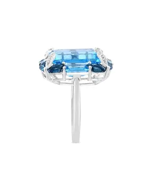 Bloomingdale'S Blue Topaz And Diamond Ring
