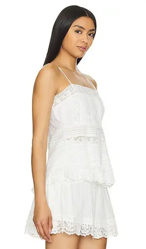 LoveShackFancy Charlieann Voile Lace Top - Bright White