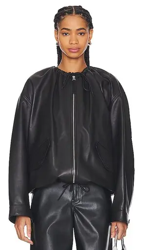 Helmut Lang Ruched Leather Jacket In Black - 68% Off | Editorialist
