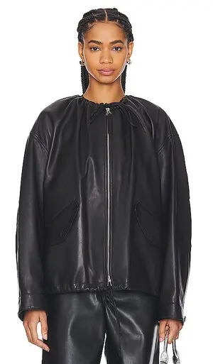 Helmut Lang Ruched Leather Jacket In Black - 68% Off | Editorialist