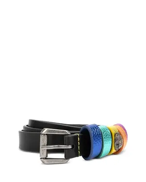 Kurt Geiger Multi Keeper Leather Belt - Black/multi