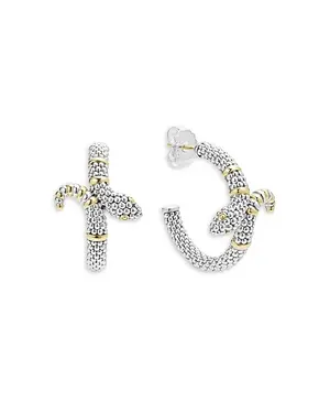Lagos Rare Wonders Caviar Bead Snake Hoop Earrings - Silver/gold