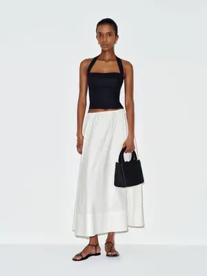REFORMATION Halter Neck Linen Top - Black