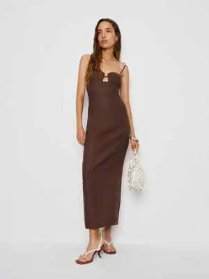 REFORMATION Malibu Linen Maxi Dress Brown
