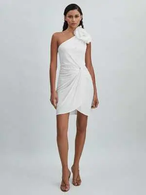 Halston One-shoulder Mini Dress With Ruffle