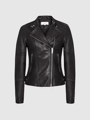 REISS Tallis Leather Biker Jacket