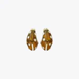 Tory Burch Wave Earring Brown/crystal