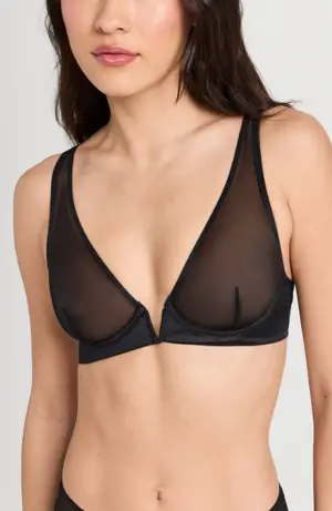 Commando Chic Mesh Plunge Underwire Bra - Black