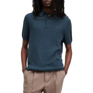 ALLSAINTS Aubrey Ribbed Polo Workers Blue