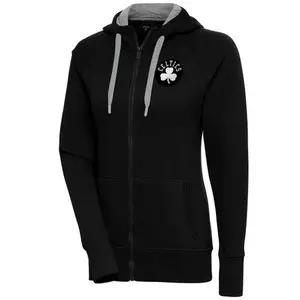 ANTIGUA Boston Celtics Brushed Metallic Victory Full-zip Hoodie - Black