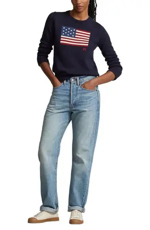 Polo Ralph Lauren Flag Crewneck Sweater - Navy