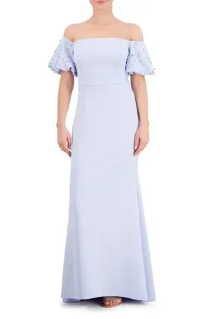 Eliza J Beaded Off-the-shoulder Gown - Periwinkle